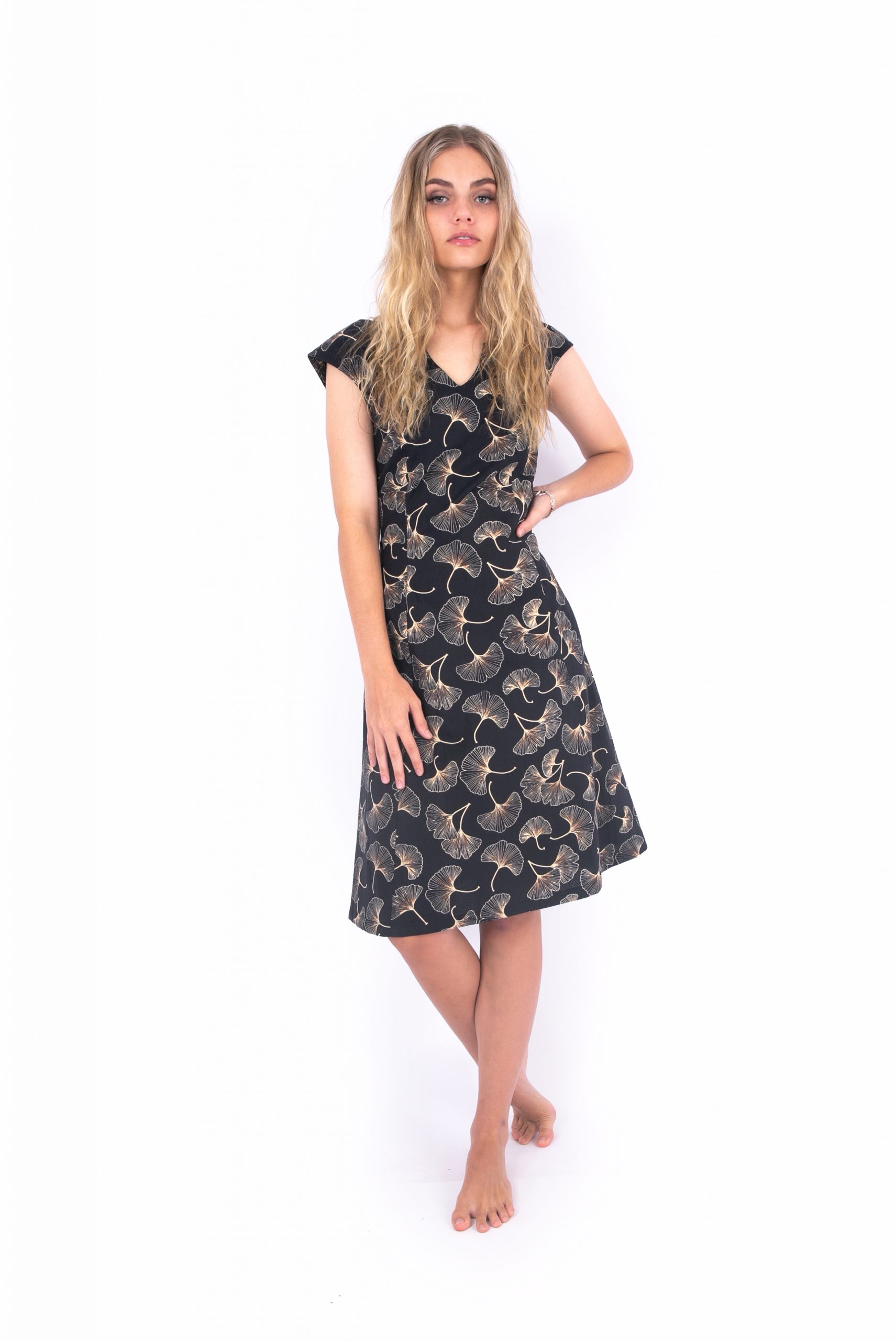 Gracie Dress - Ginkgo Black - OM Designs