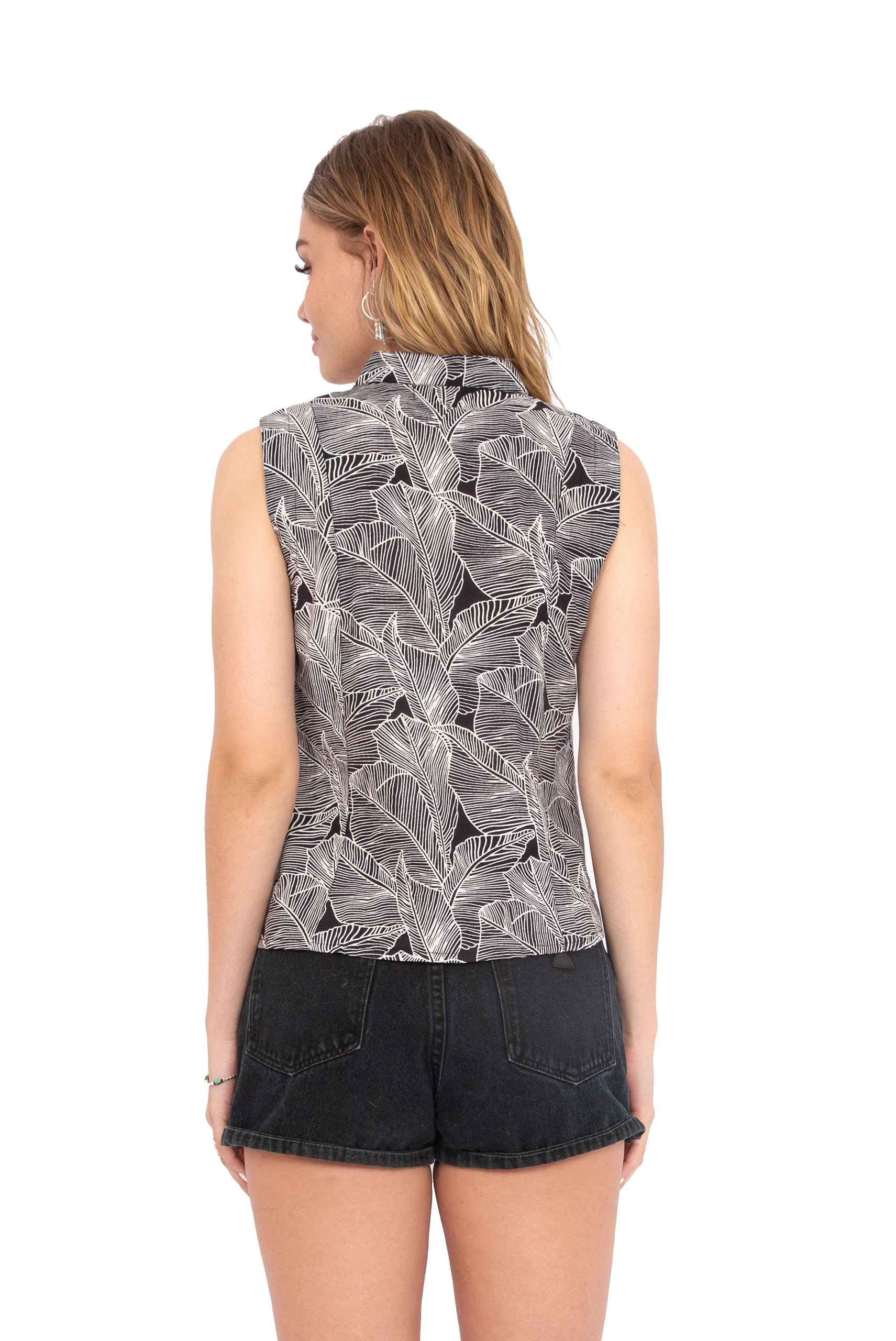 Zoe Top - Black Leaf - OM Designs