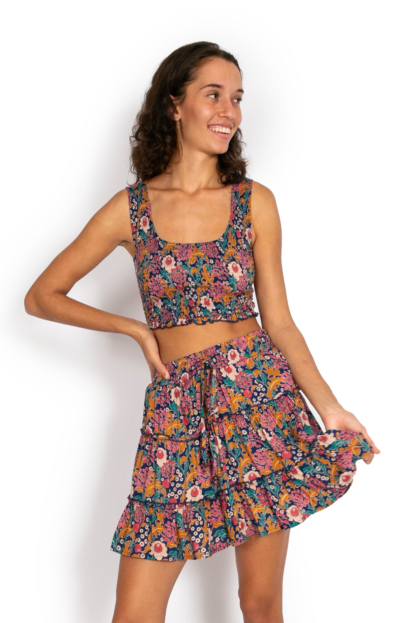Katie Crop Top - Blooming Flowers - OM Designs