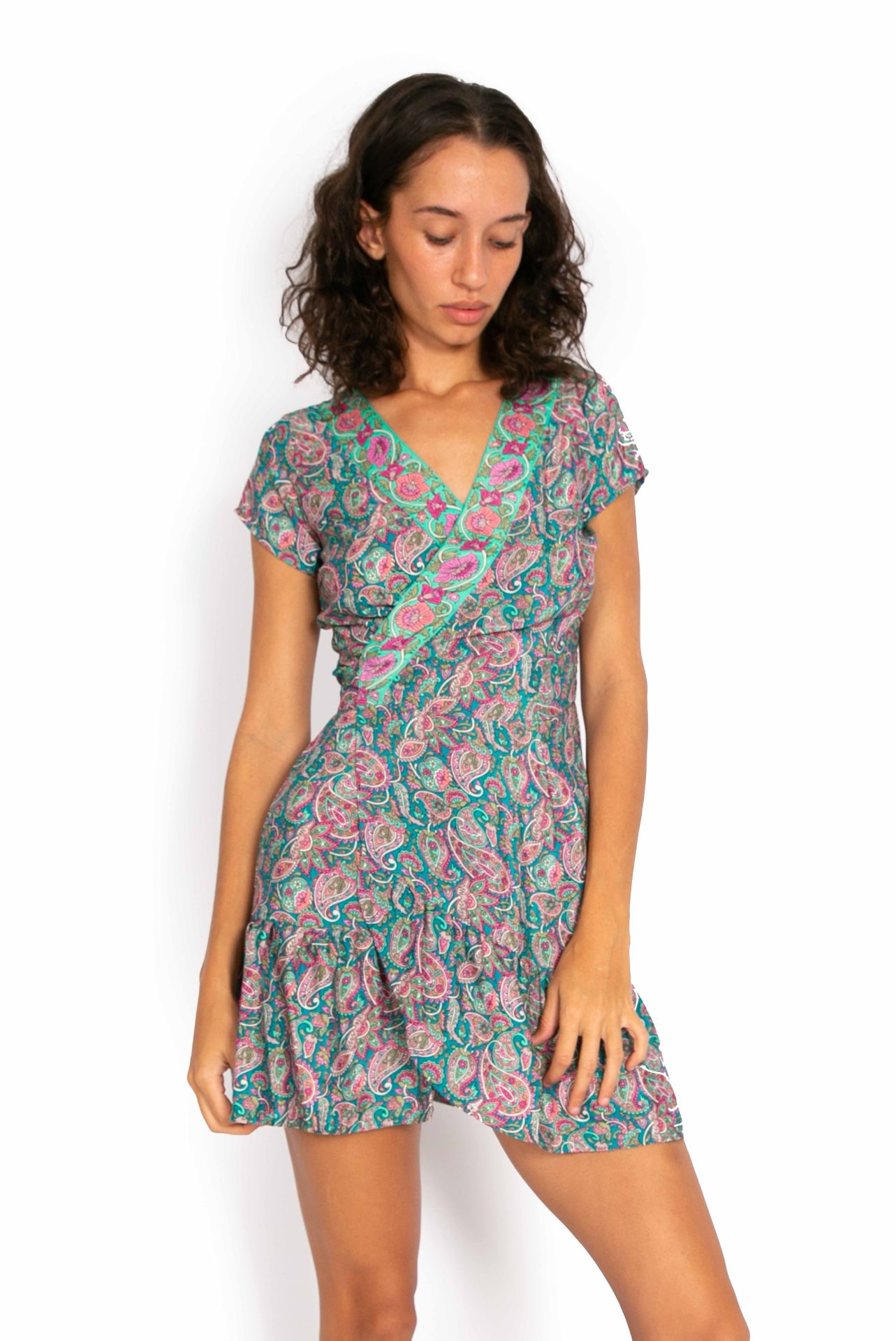Chica Dress - Turquoise Paisley Pink - OM Designs